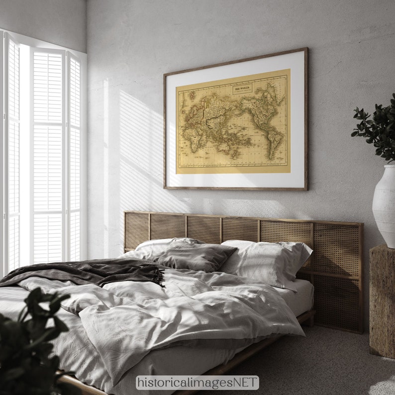 Ancient Map of the World Poster Reproduction. Vintage Old World Map ...