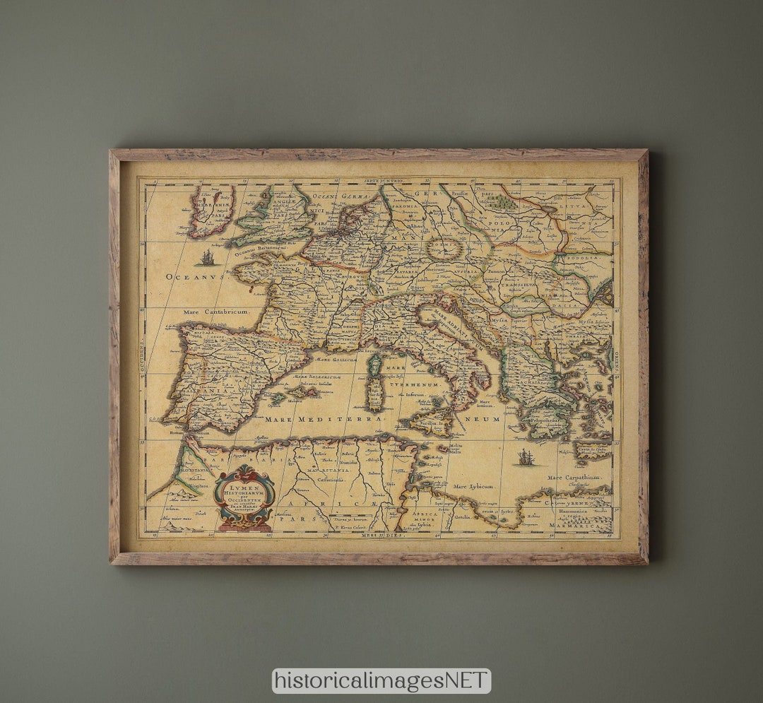 Ancient Europe Map Print From 1650. Vintage Map Reproduction. Fine Art ...