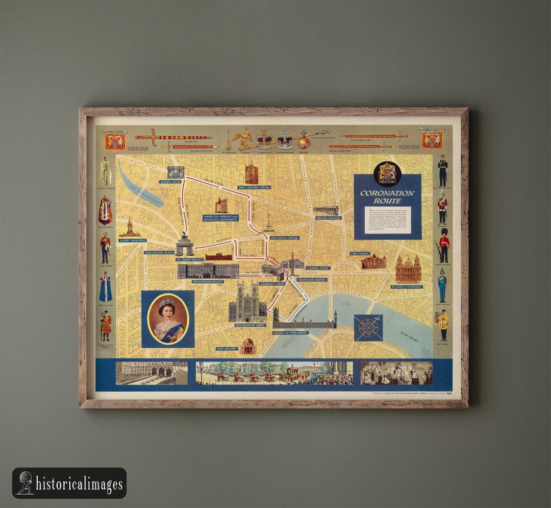 The Pictorial Map of the Route of the 1953 Coronation of Her Majesty ...