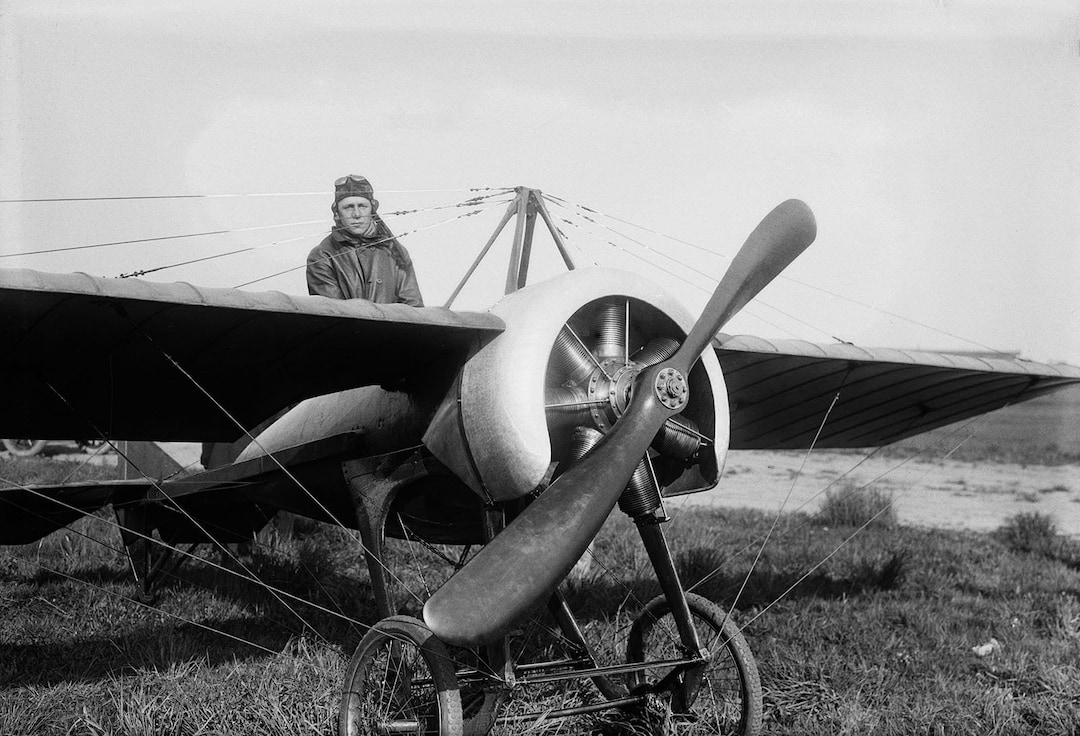 Aviator Peter Carl "tex" Millman With Vintage Propeller Airplane. Matte ...