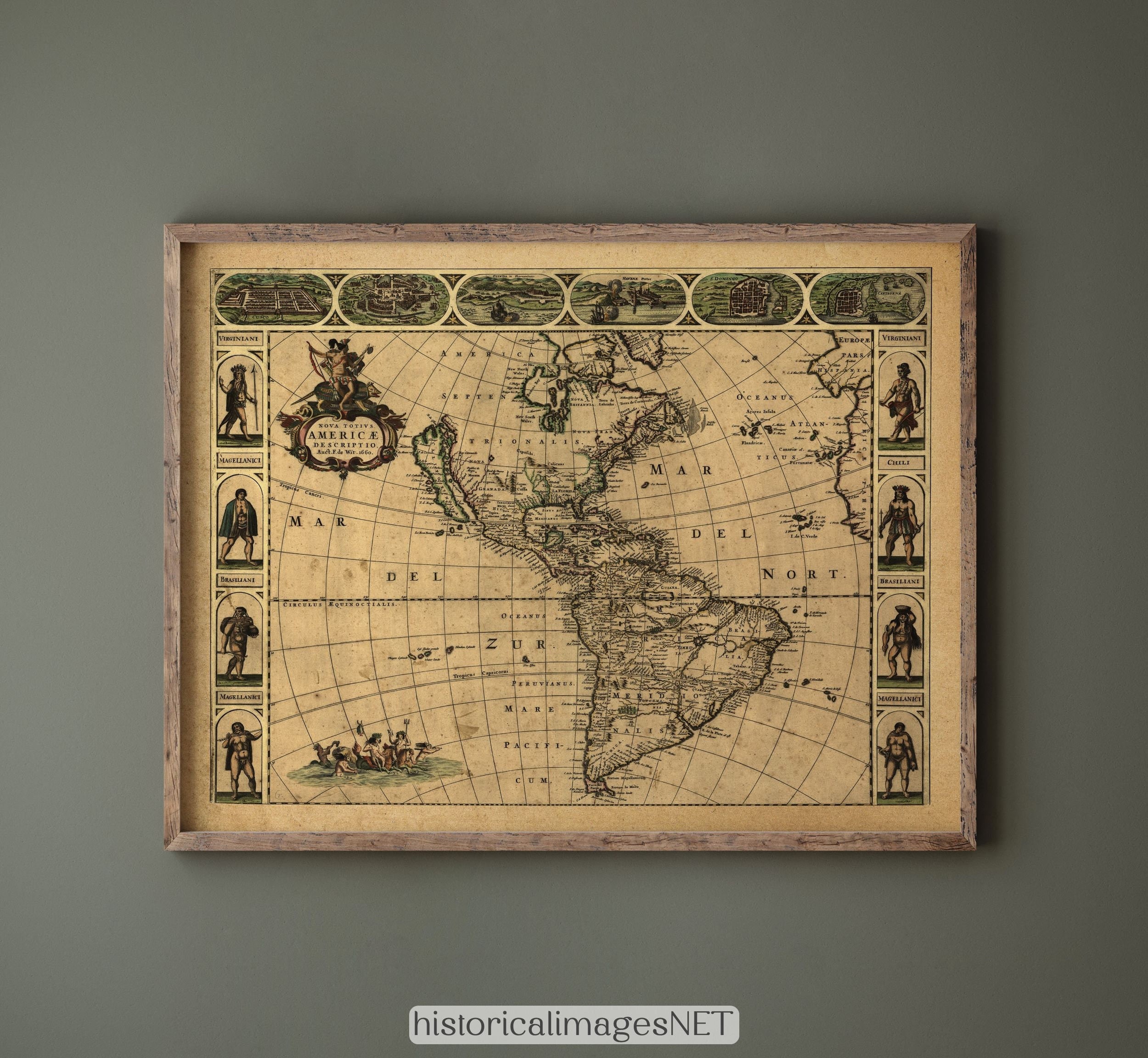 Ancient Map of America. Poster Reproduction of the XVII Century. Fine ...