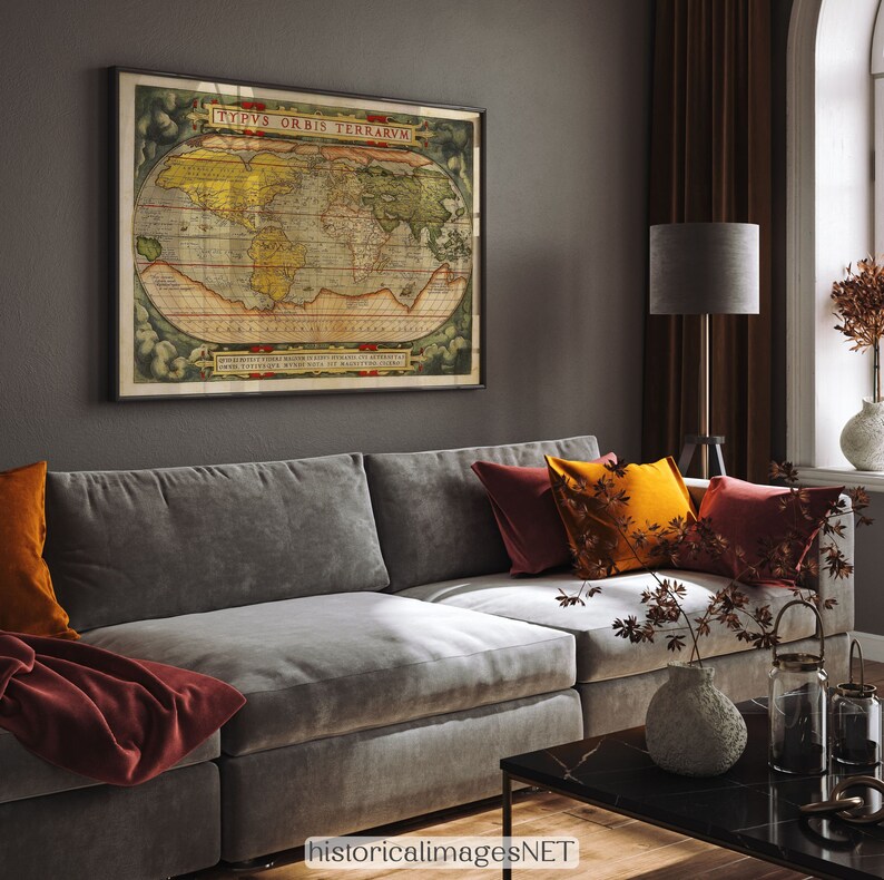 Ancient Map Reproduction Print of a World Map of 1579 by Abraham ...