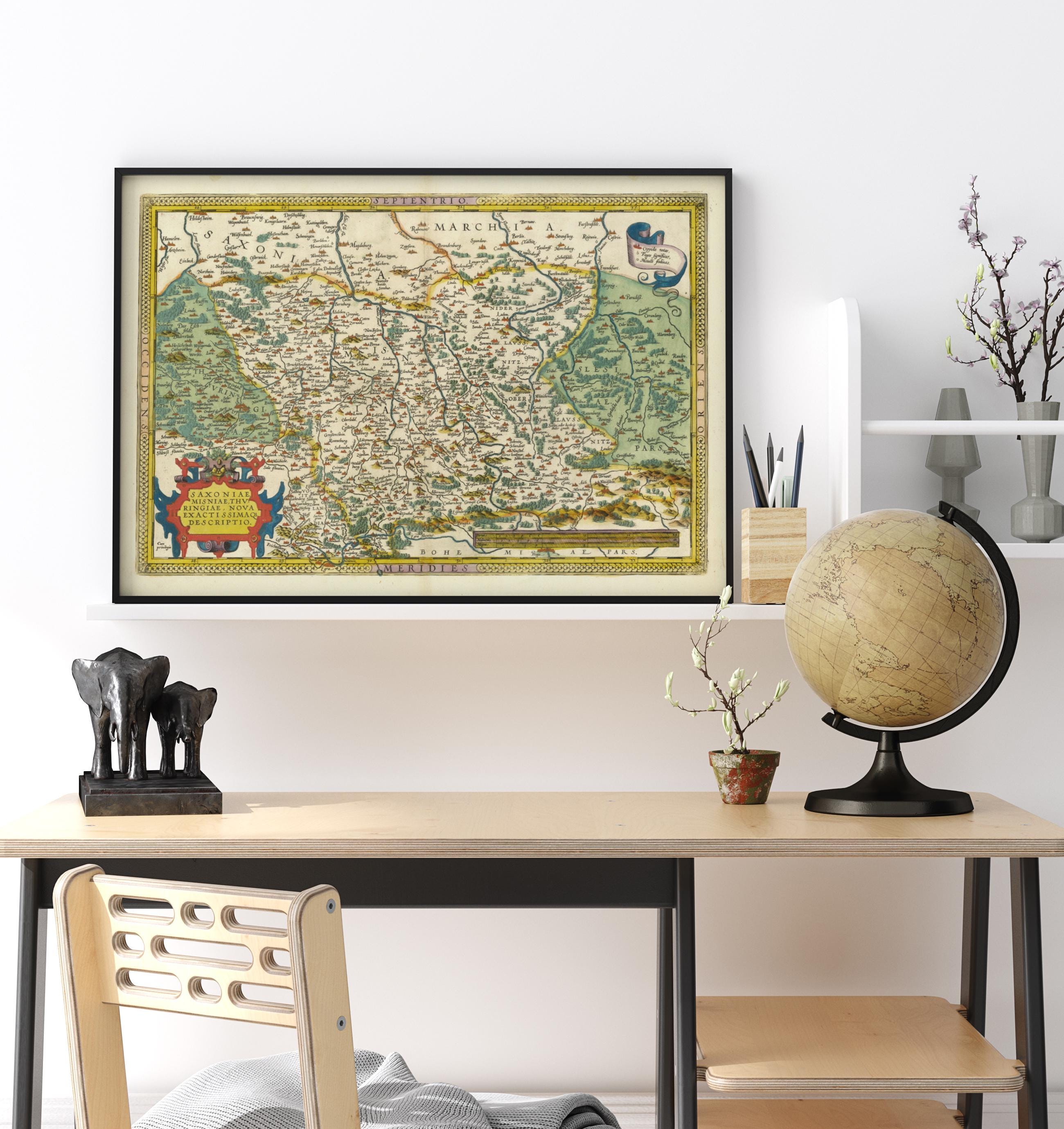 Ancient Historic Map of Saxony, Meissen, and Thuringia by Abraham ...