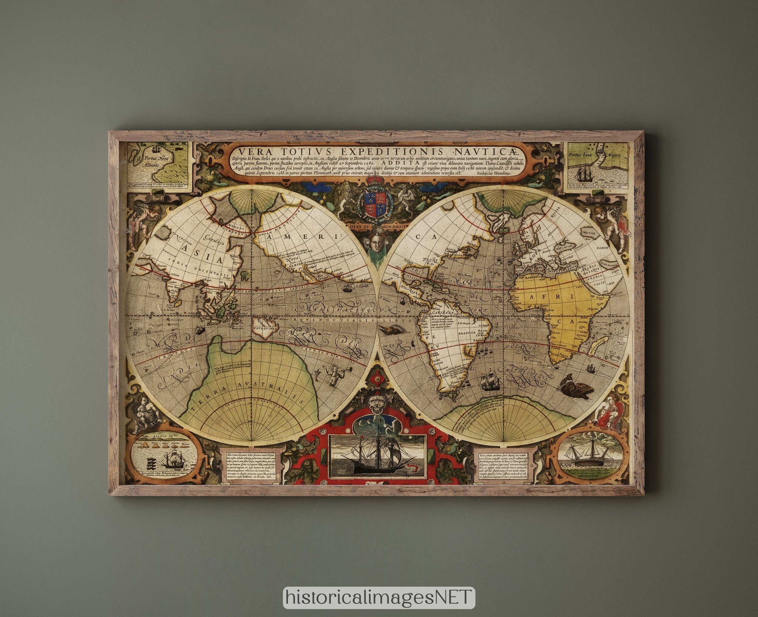 Ancient World Map Fine Art Print. Color Poster Reproduction of a ...