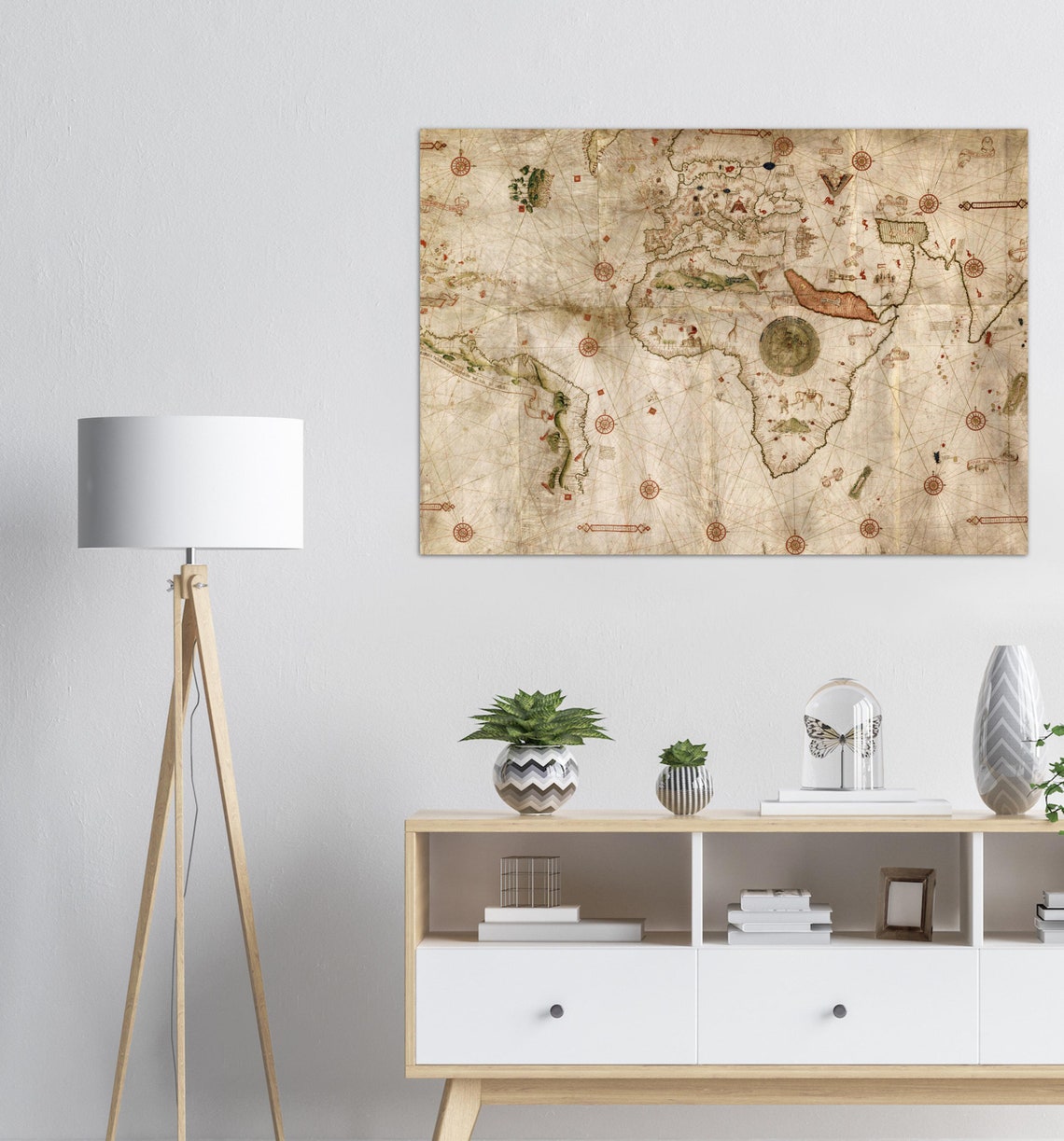 Nautical Planisphere World Map Poster Reproduction by Nicolaus De ...