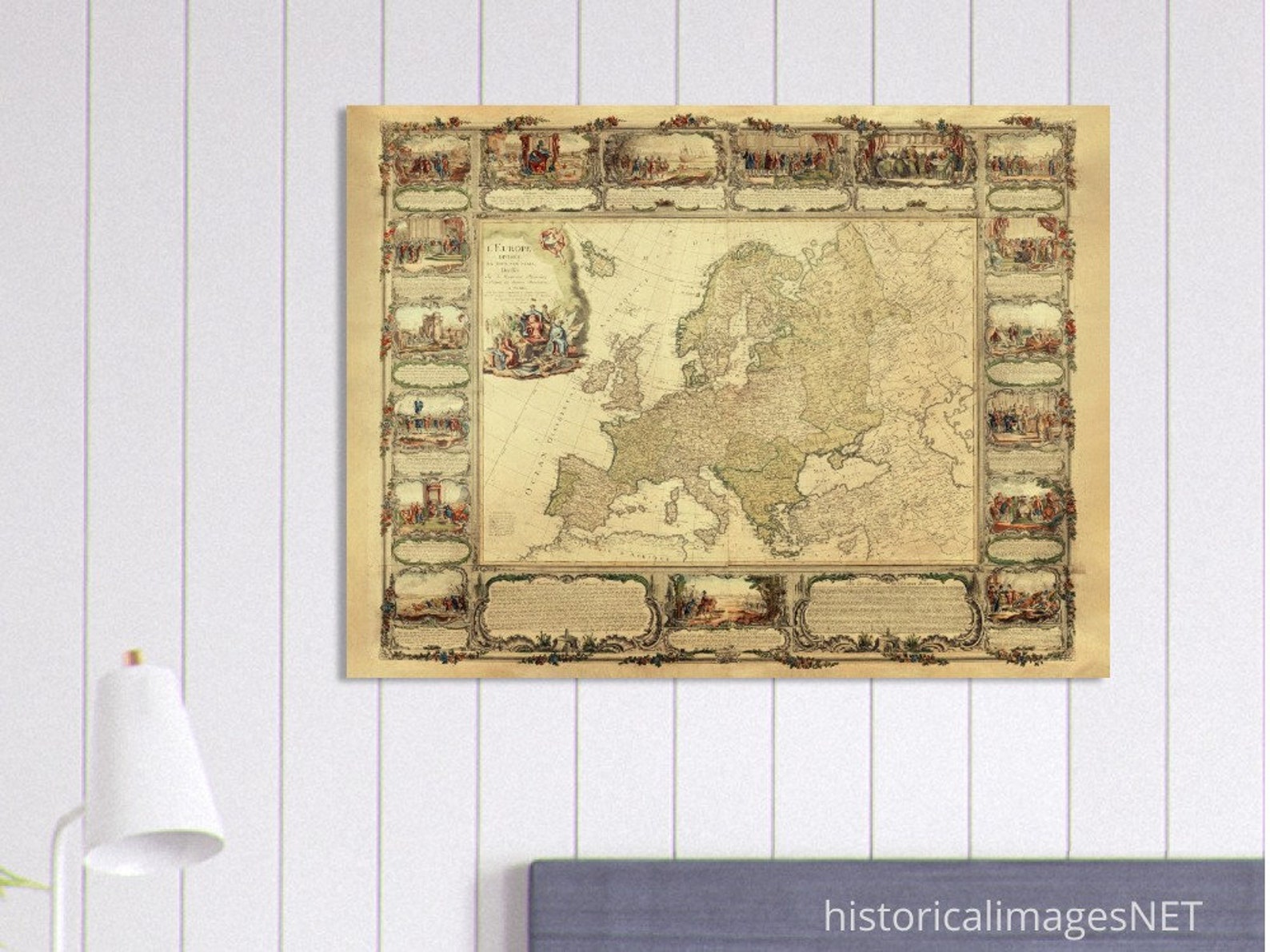 Ancient Old Map of Europe. Fine Art Print and Canvas of Antique ...