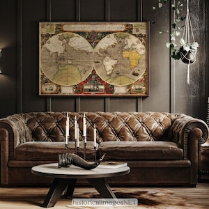 Ancient World Map Fine Art Print. Color Poster Reproduction of a ...