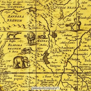 Africa Ancient Vintage Map Print Reproduction. African Continent ...