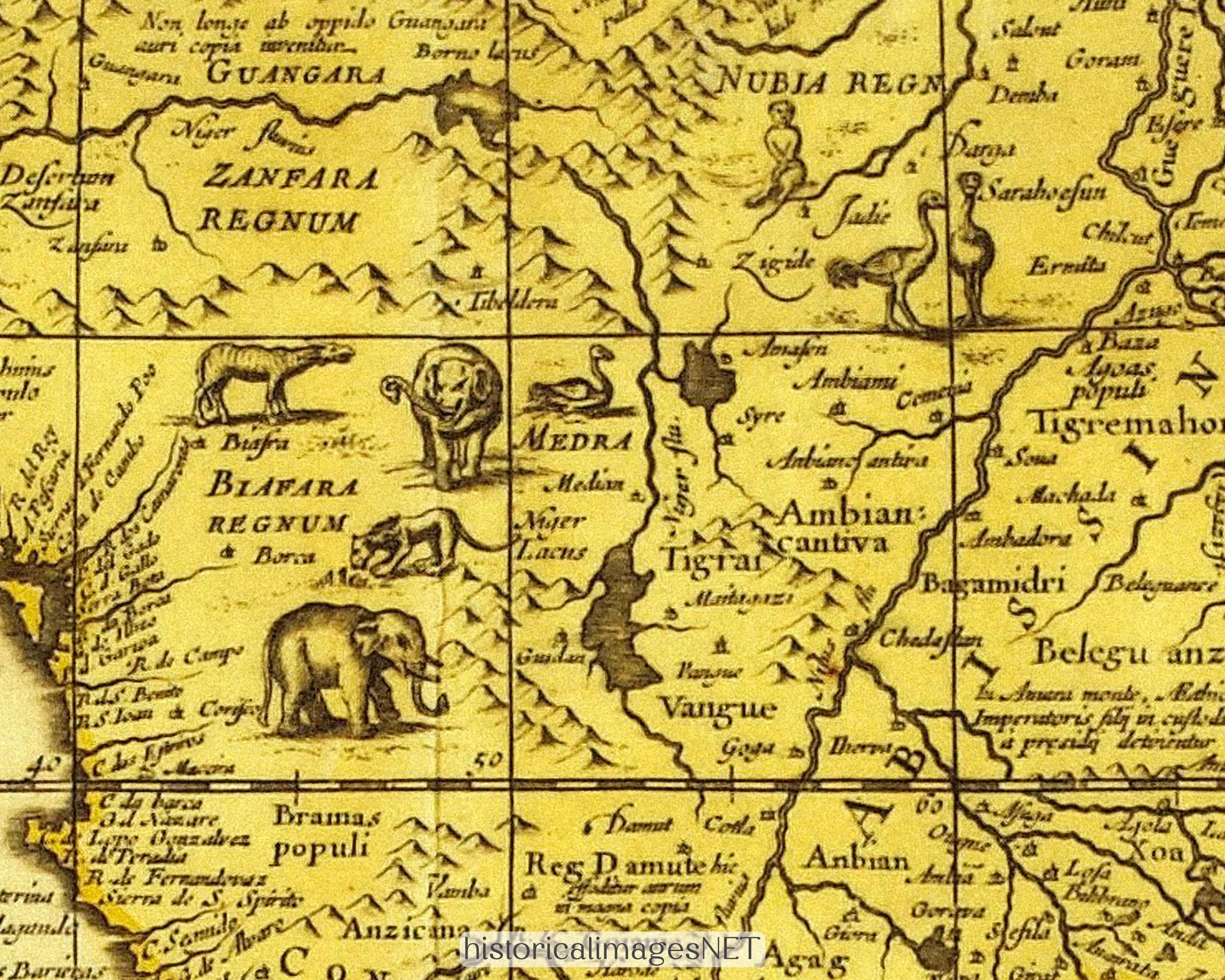 Africa Ancient Vintage Map Print Reproduction. African Continent Cartography of 1680 by Hendrik ...