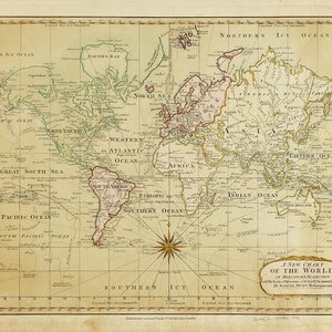 Ancient Vintage World Map Mercator's Projection by Samuel Dumm 1794 - Etsy