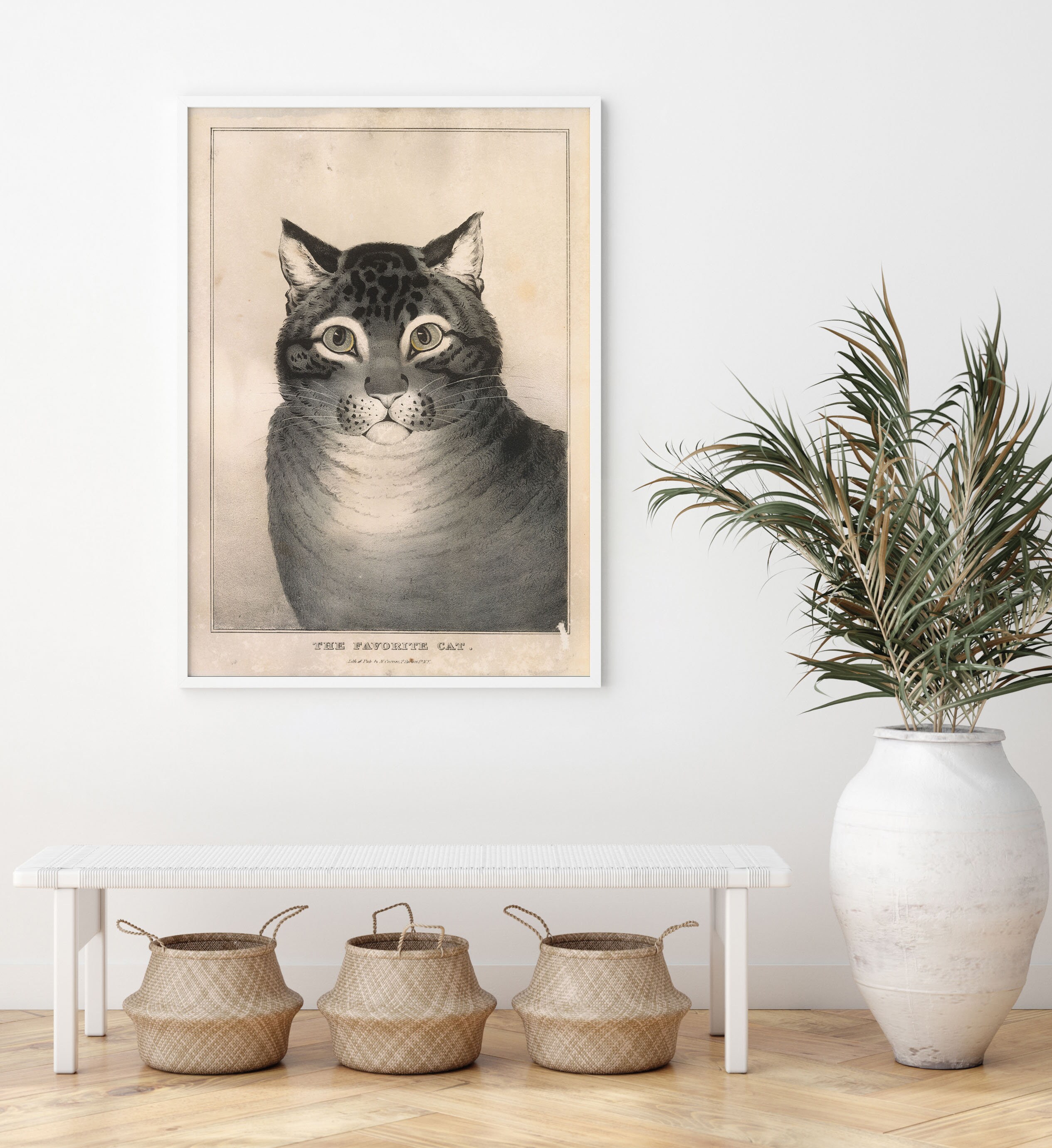 The Favorite Cat Poster Author: Nathaniel Currier 1838 - Etsy
