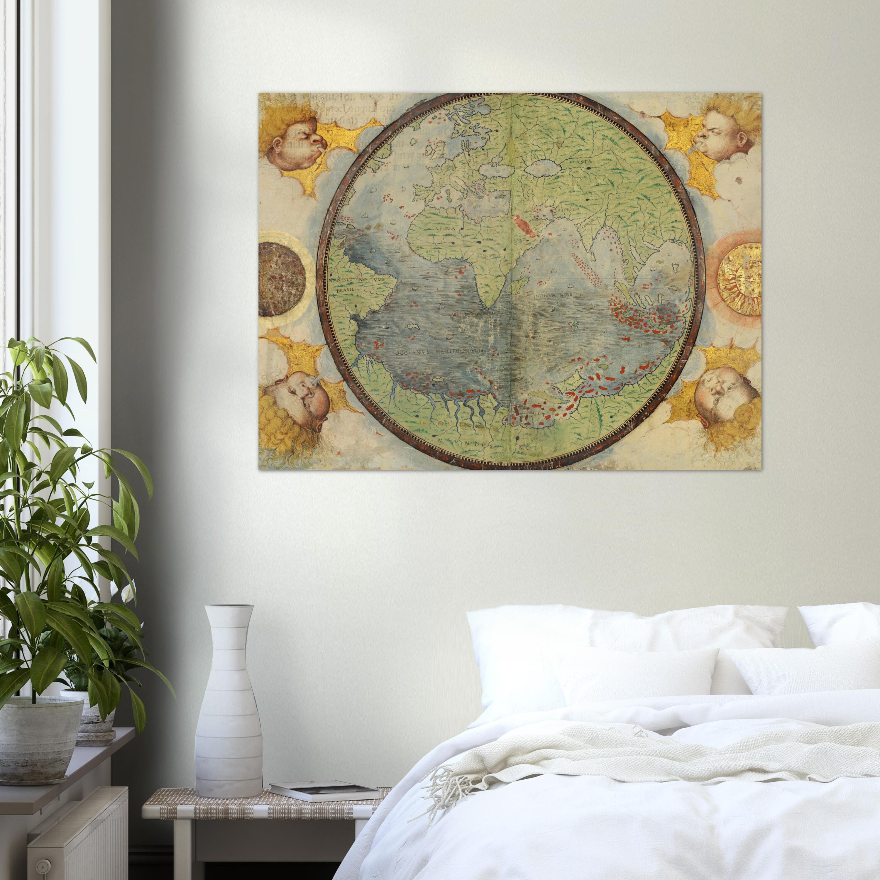 Vintage Nautical World Map Poster Reproduction by Lopo Homem 1519 - Etsy