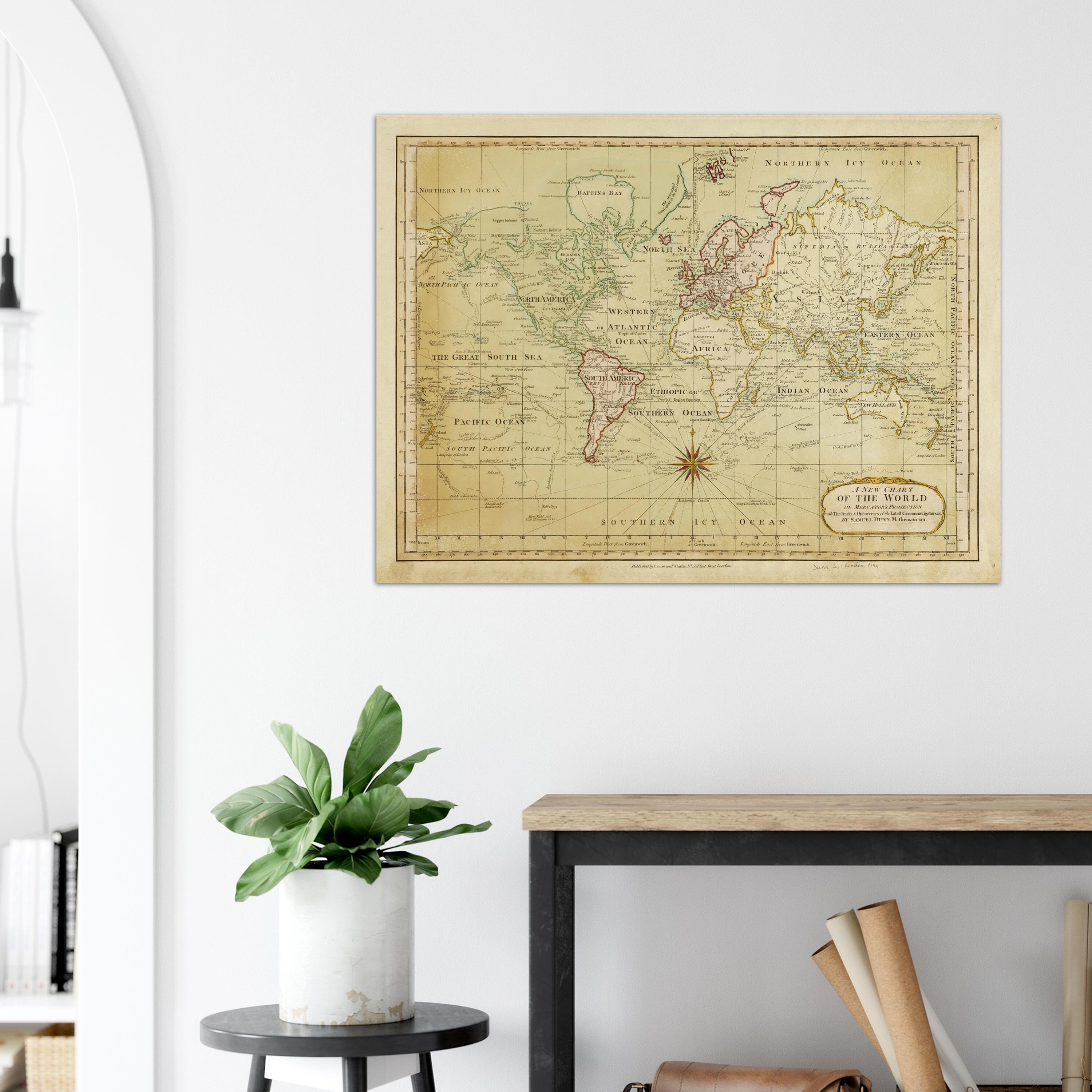 Ancient Vintage World Map Mercator's Projection by Samuel Dumm 1794 - Etsy