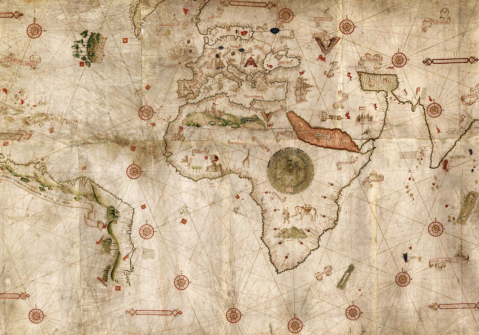 Nautical Planisphere World Map Poster Reproduction by Nicolaus De ...