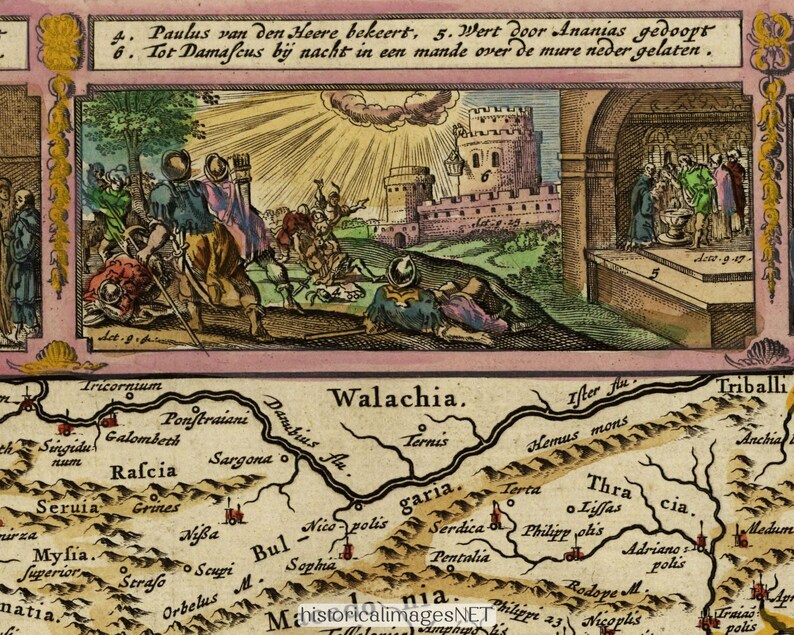 Ancient Map Geographic Description of the Travels of the Apostles and ...