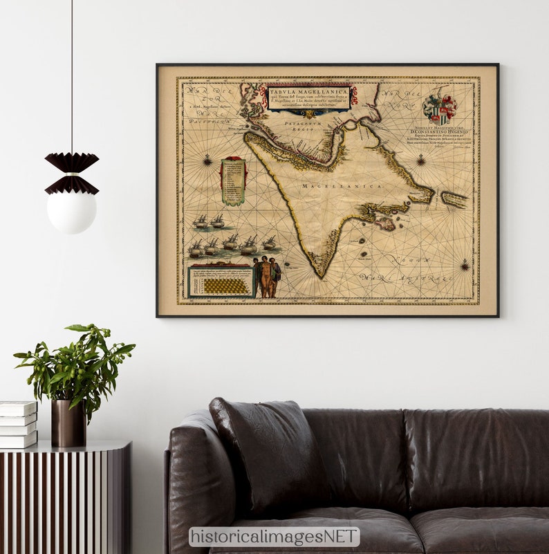 A Chart of Magellan by the Route of Tierra Del Fuego XVII Century Fine ...