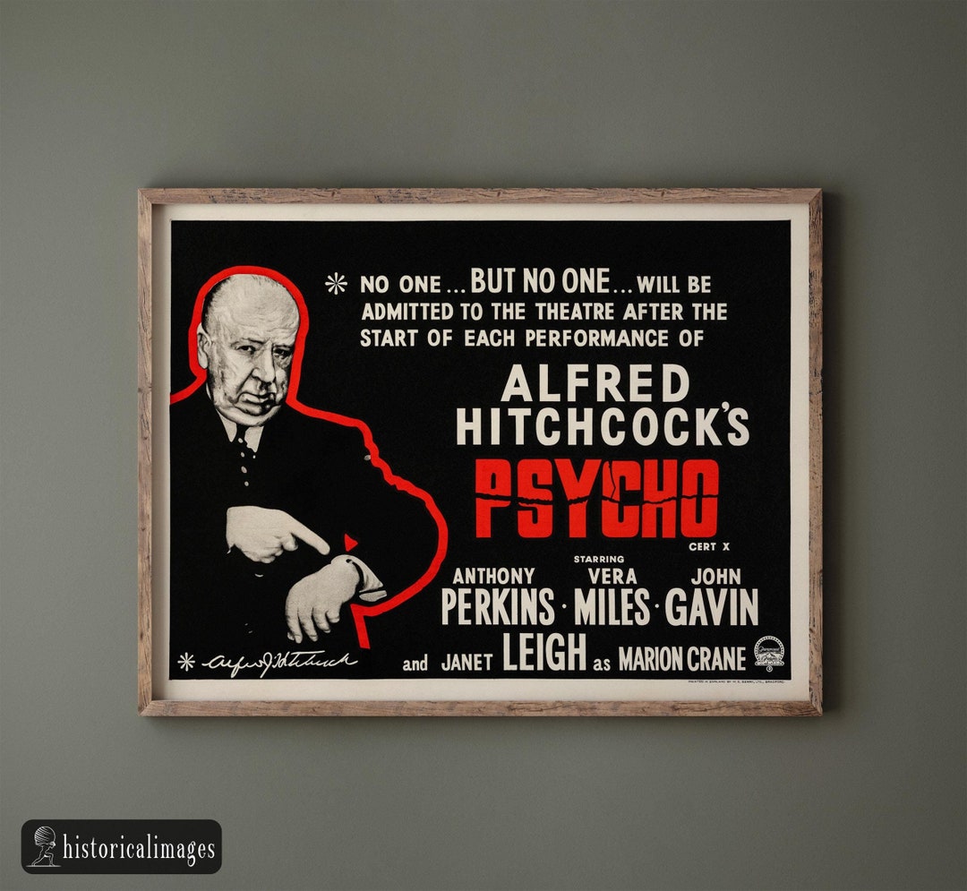 Psycho by Alfred Hitchcok's Historic Movie Poster Reproduction. Vintage ...
