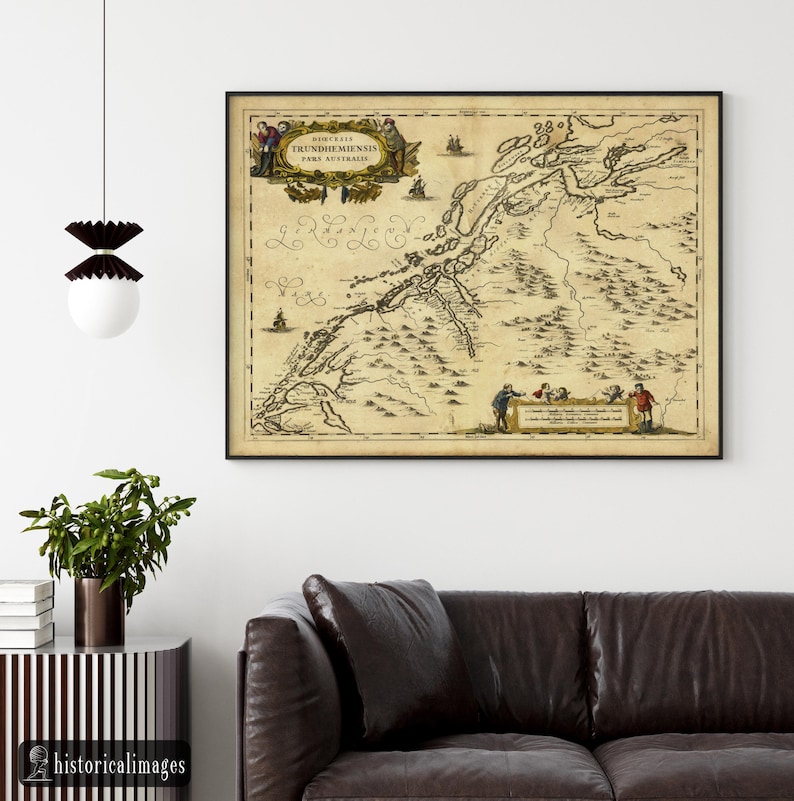Ancient Map of Norway Published in the XVII Century. Fine Art Print ...