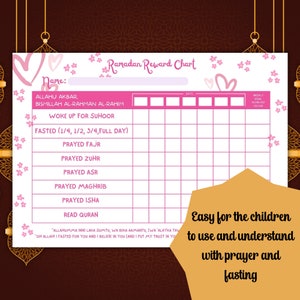Islamic Good Deeds Chart, Ramadan, Reward Sheet Bundle, Muslim Girl ...
