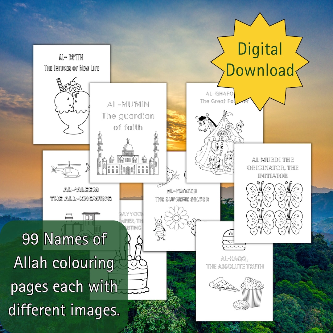 99 Names of Allah Colouring Pages Fun Images to Color, Islamic ...