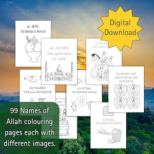 99 Names of Allah Colouring Pages Fun Images to Color, Islamic ...