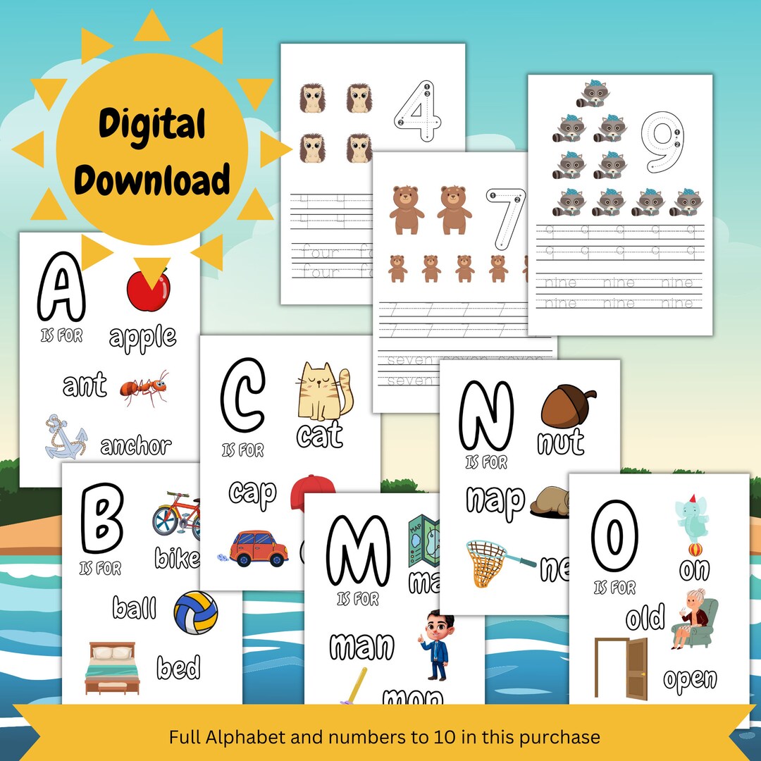 Alphabet Printable, Number Tracing, Poster, Educational Printable ...