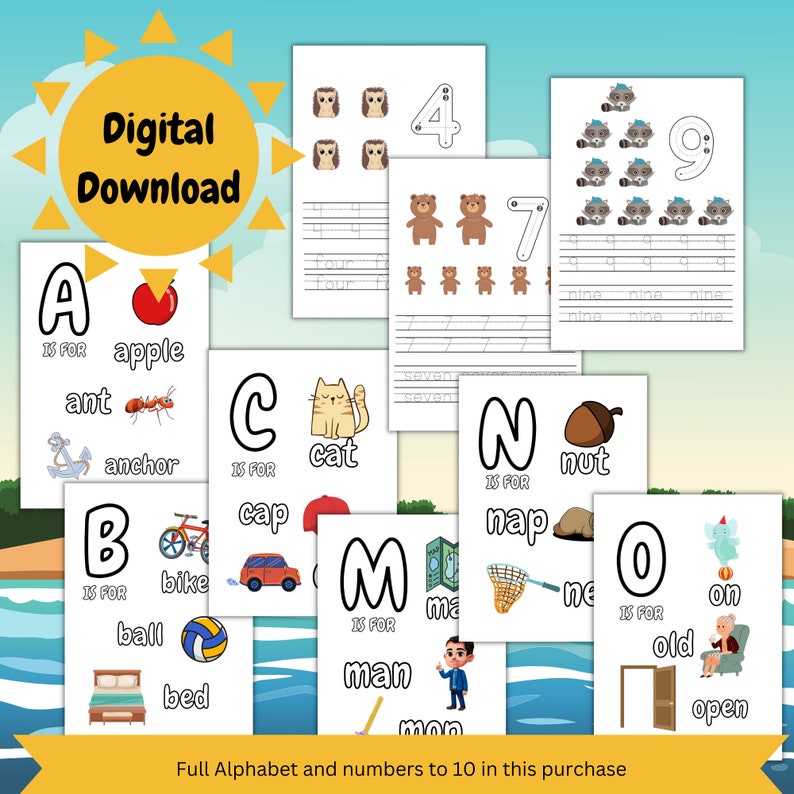 Alphabet Printable, Number Tracing, Poster, Educational Printable ...