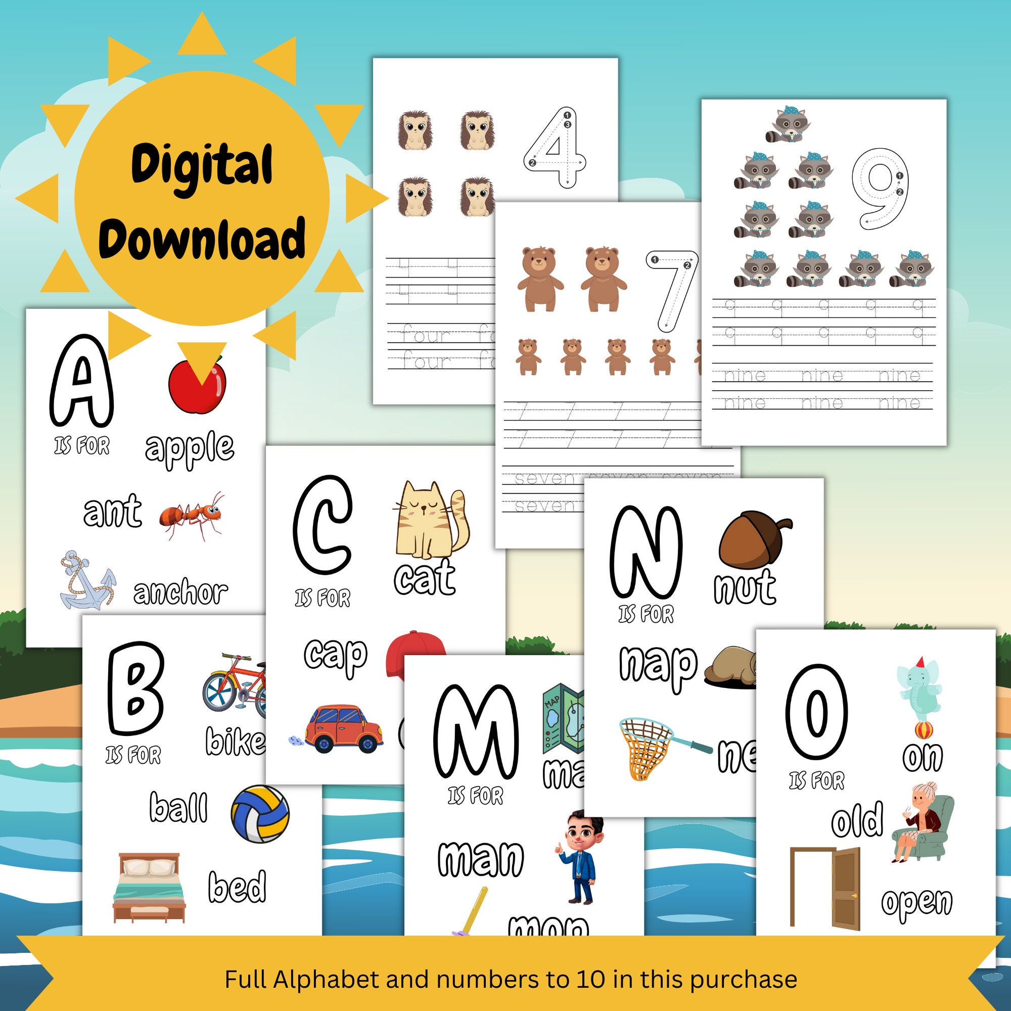 Alphabet Printable, Number Tracing, Poster, Educational Printable ...