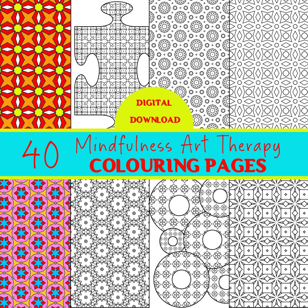40 Mindful Art Therapy Coloring Pages, Digital Download, Printable ...