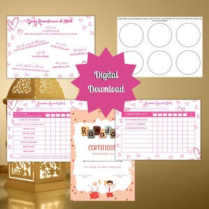 Islamic Good Deeds Chart, Ramadan, Reward Sheet Bundle, Muslim Girl ...
