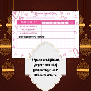 Islamic Good Deeds Chart, Ramadan, Reward Sheet Bundle, Muslim Girl ...