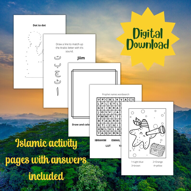 30 Activity Pages Islamic Printable Pages for Children - Etsy