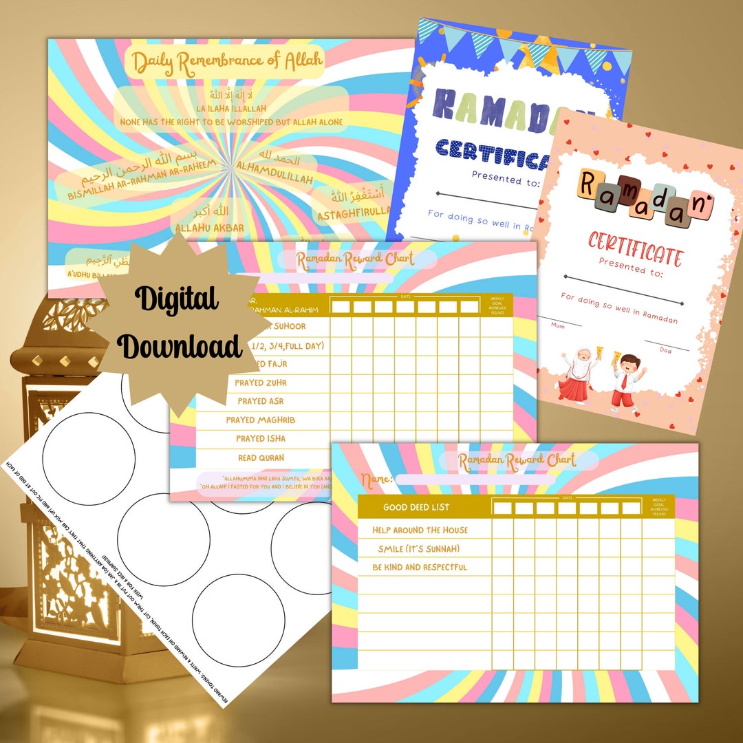 Islamic Good Deeds Chart Ramadan Reward Sheet Bundle Muslim - Etsy