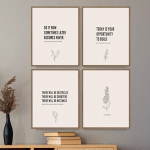 Set of 4- Inspirational Motivational Life Quotes, Affirmations, Minimal ...