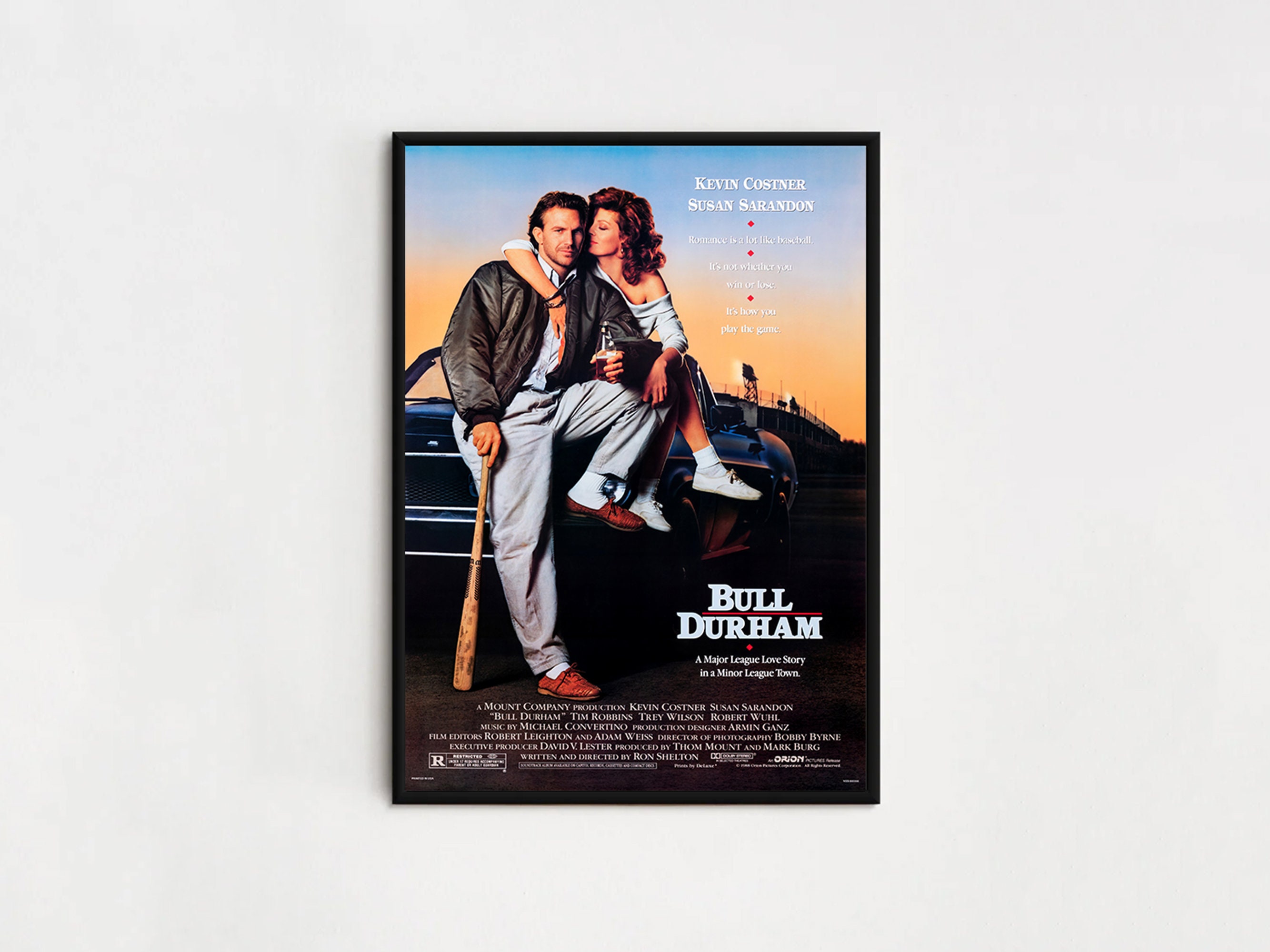Bull Durham (1988) Movie Film POSTER (Kevin Costner, Susan Sarandon ...
