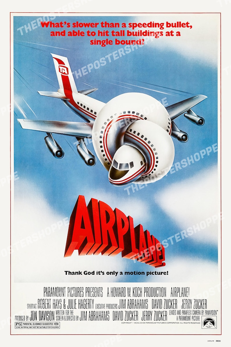 Airplane 1980 11x17 Movie Film POSTER robert Hays, Julie Hagerty - Etsy