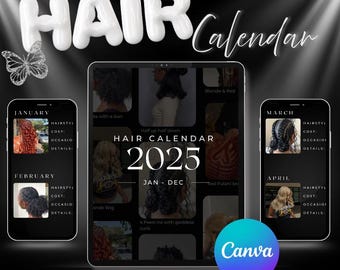 Viral Hair Calendar, Tiktok Trend, Stylish Hair Planner, Canva Design ...