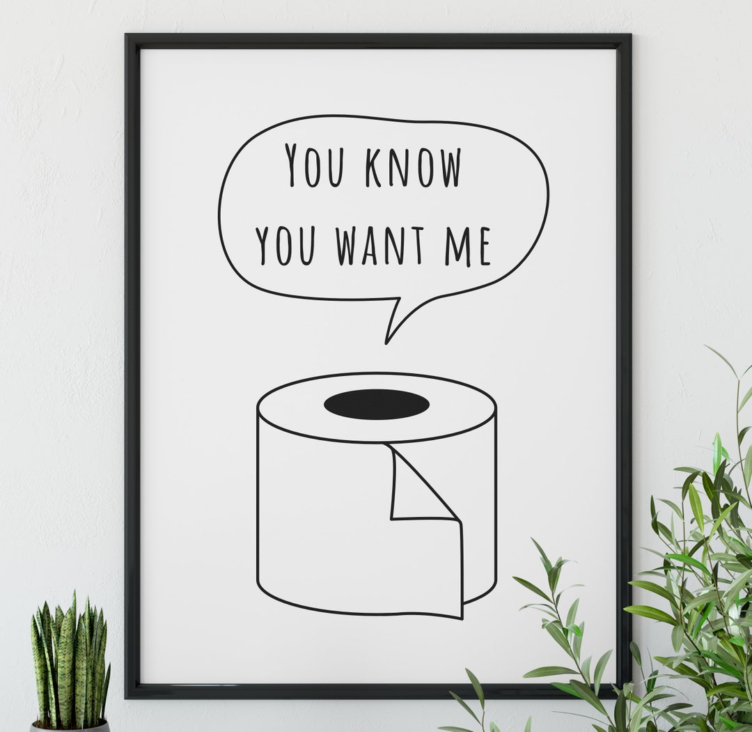 Funny Bathroom Wall Art, Humorous Poster, Minimalist, Modern, Black and ...