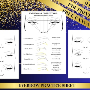 Editable Eyebrow Practice, Brow Templates, Brow Mapping Practice Sheet ...