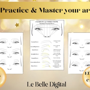 Editable Eyebrow Practice, Brow Templates, Brow Mapping Practice Sheet ...