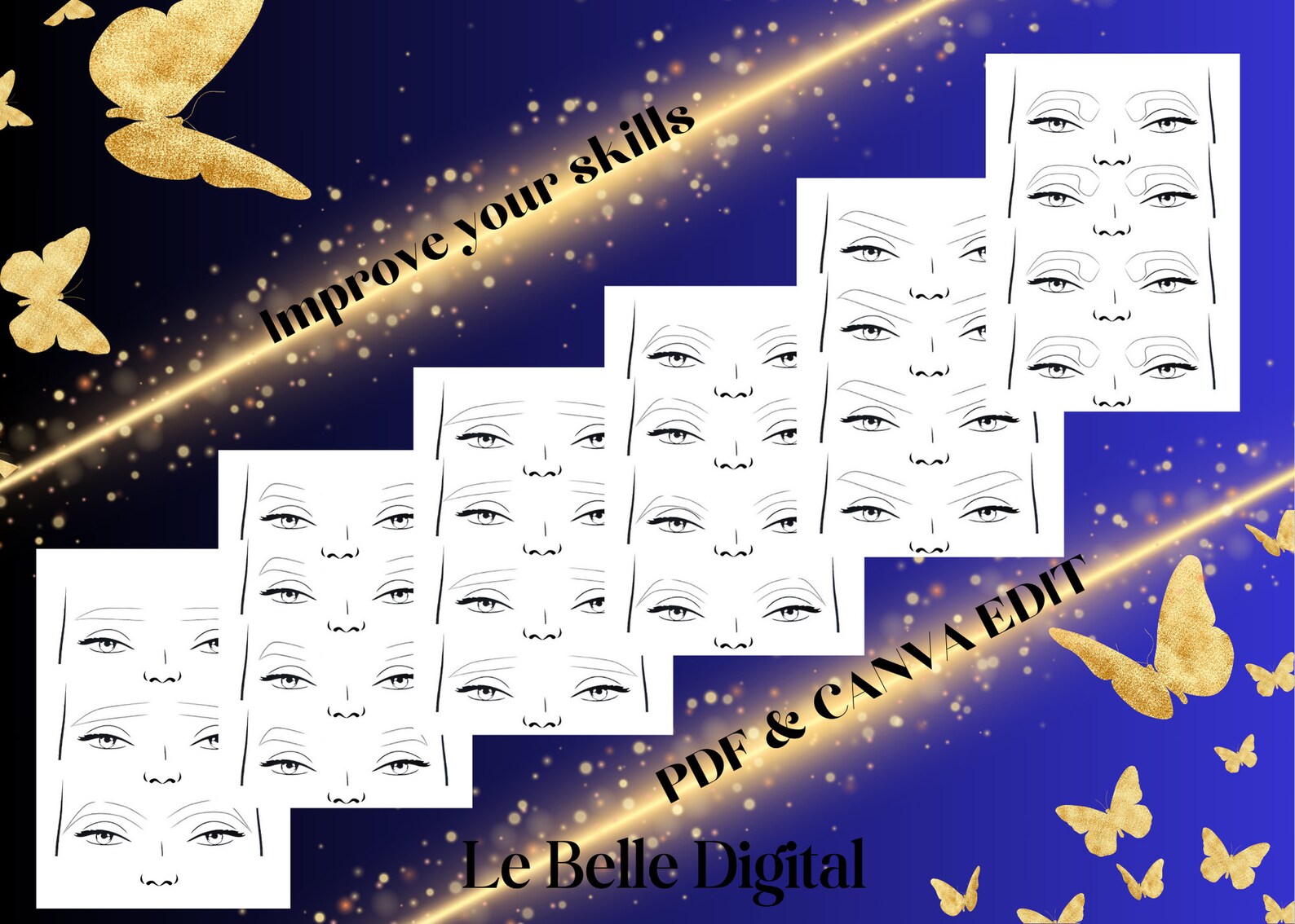 Editable Eyebrow Practice, Brow Templates, Brow Mapping Practice Sheet ...