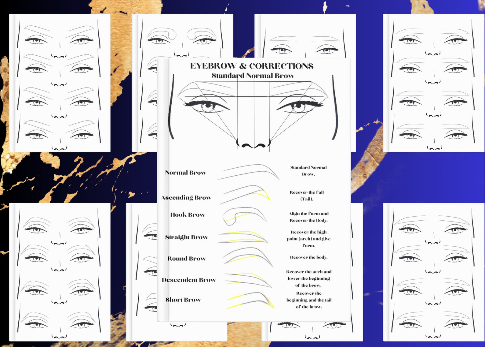 Editable Eyebrow Practice, Brow Templates, Brow Mapping Practice Sheet ...