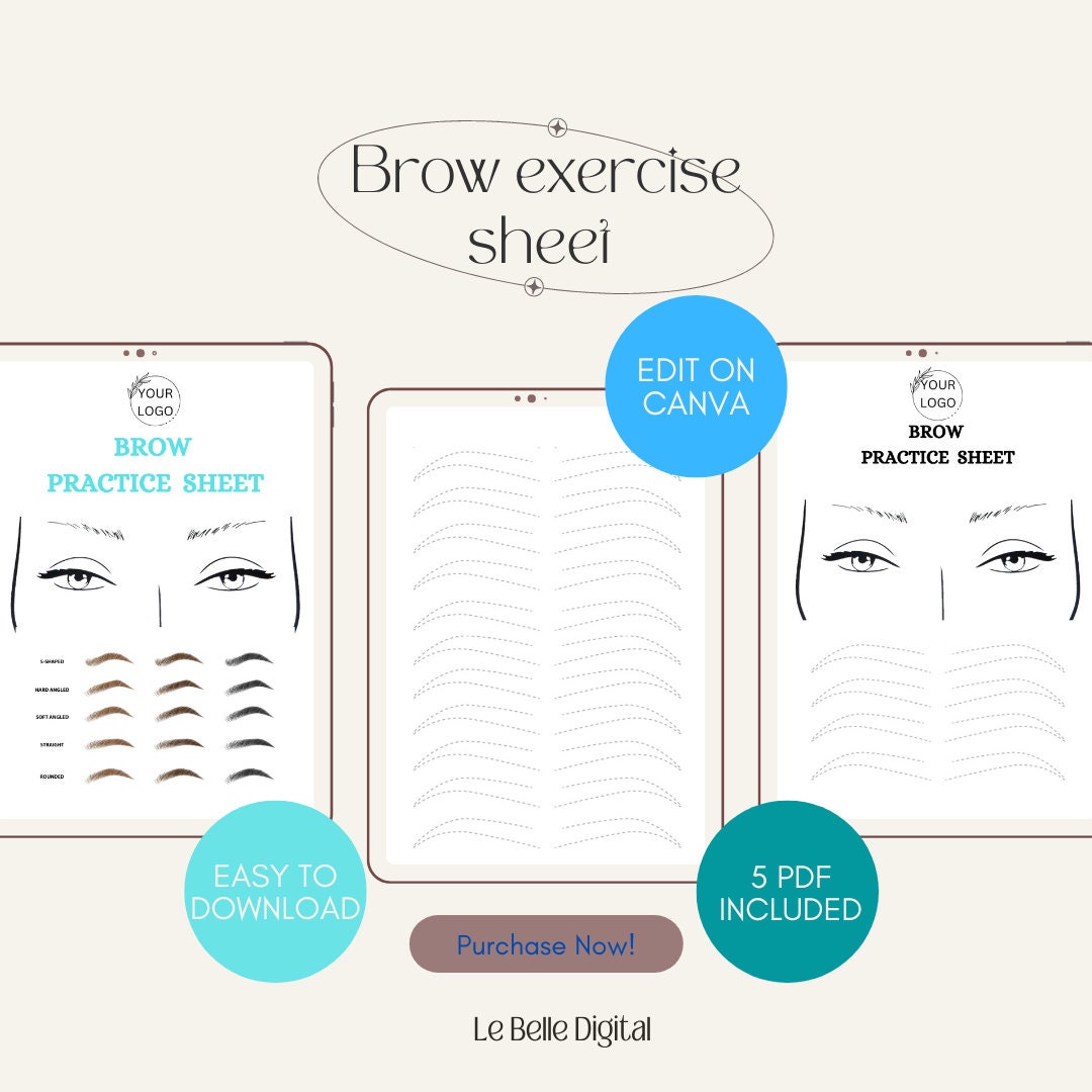 Brow Exercise, Editable Brow Mapping, Microblading Practice, Mapping ...