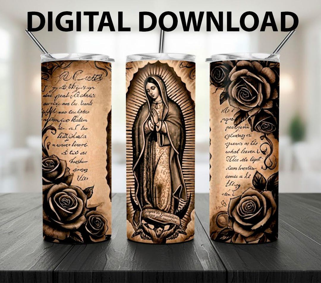 Virgin Mary Tumbler Wrap PNG | Our Lady Guadalupe Sublimation Design ...