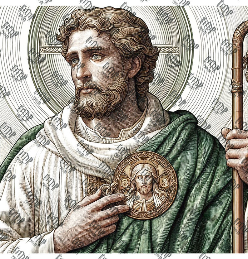 Saint Jude Thaddeus Digital Art PNG Print at Home Religious ...