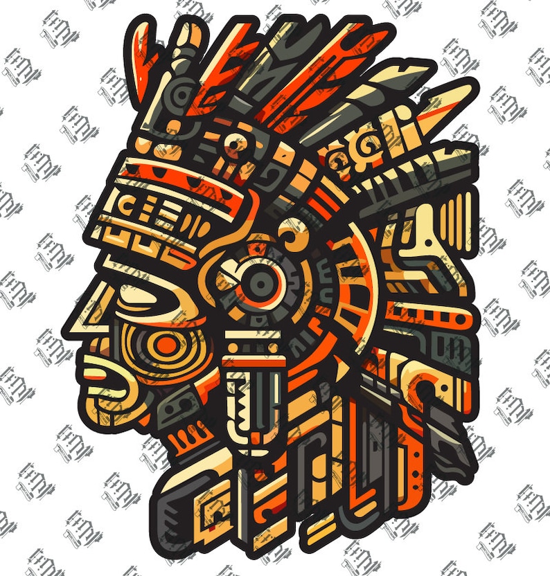Cabeza azteca, aztec warrior SVG, cultura azteca, simbolos ong ...