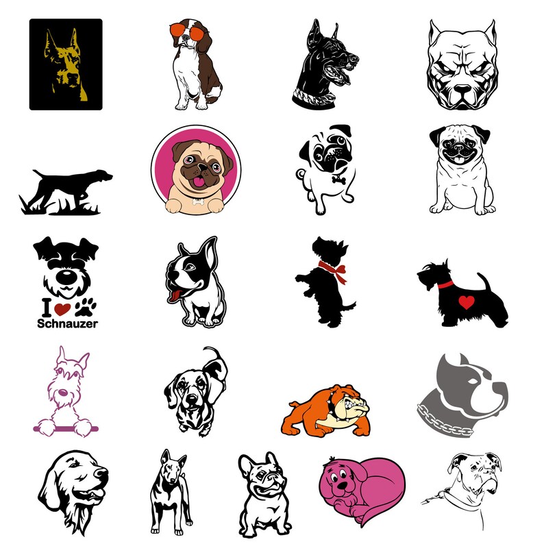 SVG pack vector Dog 21 diseños de perros para sublimación DTF Corte svg ...