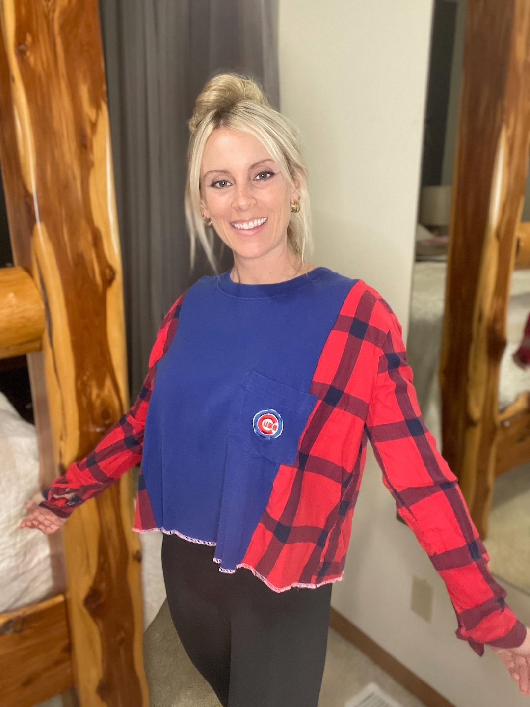 Chicago Cubs Upcycled Reworked Flannel Pocket Tee - Etsy