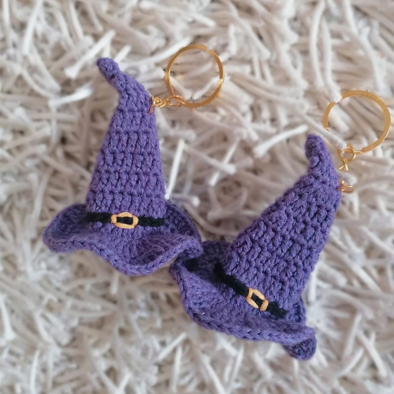 Crochet Amigurumi Ghost, 3D Crochet Witch Hat Keychain, Halloween Gifts ...