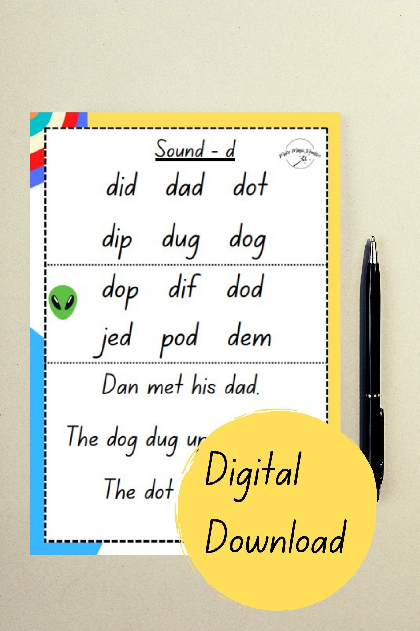 Phonics 'd' Sound READ SHEET Traceable Early Reading/phonics Practice ...